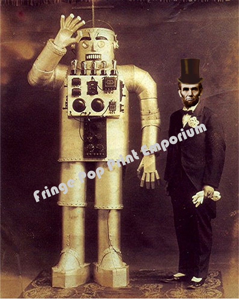 Victorian Abraham Lincoln With Robot Art Print 8 X 10 - Etsy