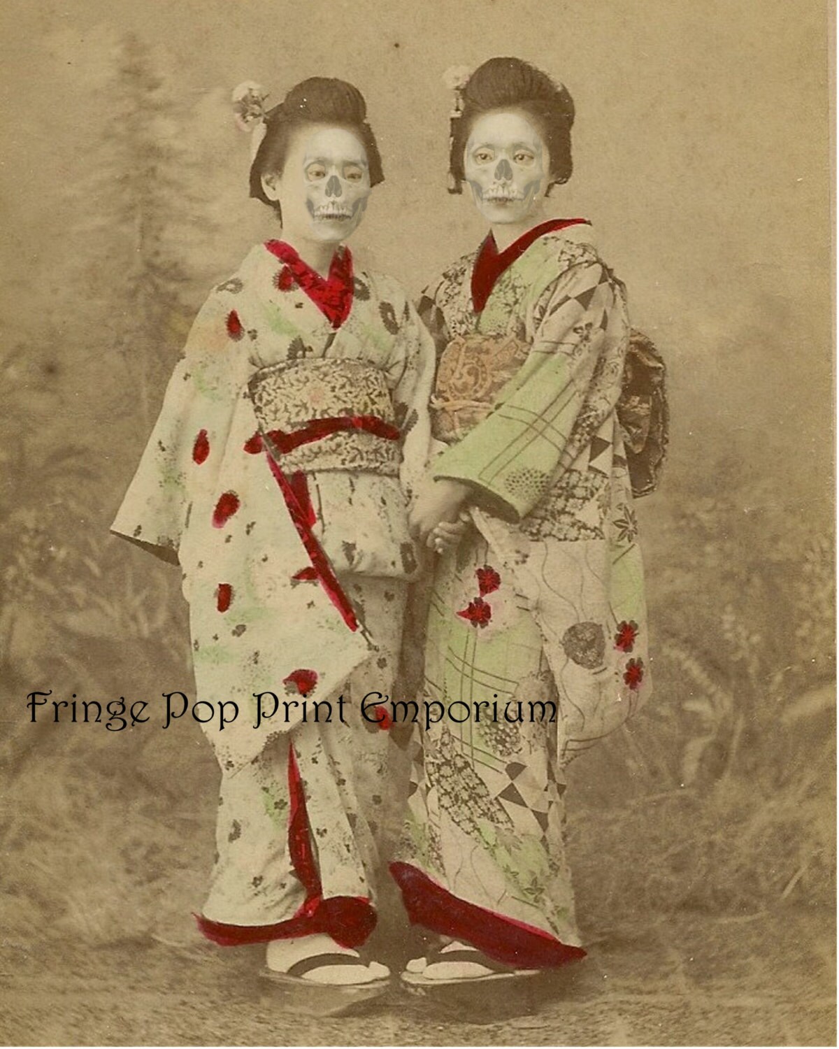 Zombie Geisha Art Print 8 X 10 - Altered Art Japanese Geisha With ...