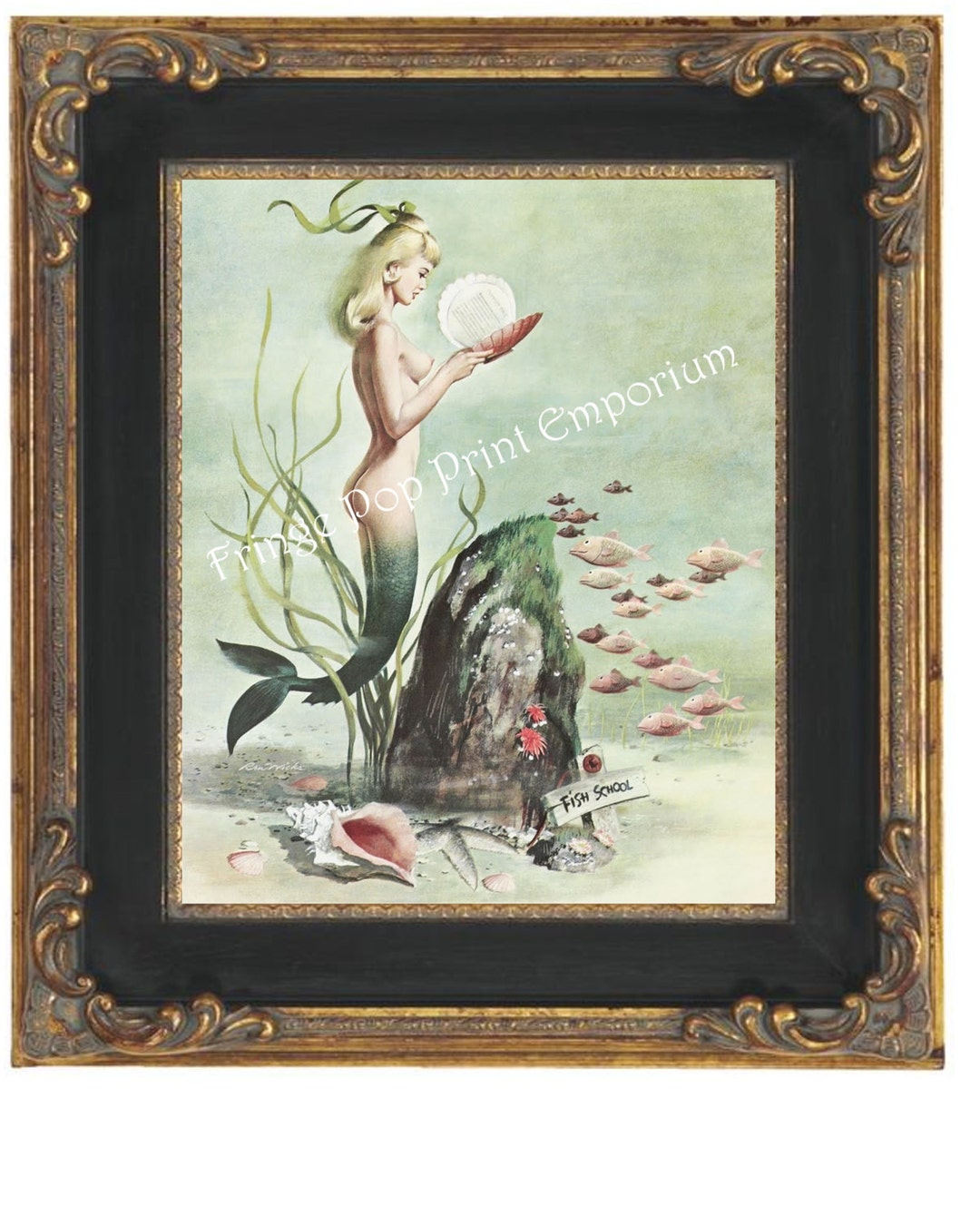 Pinup Mermaid Art Print 8 X 10 - Pin up Art - Retro 1950s With School ...