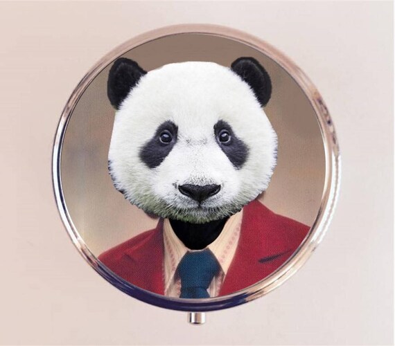 Panda Bear Man Pill Box Case Pillbox Holder Stash Trinket Box | Etsy