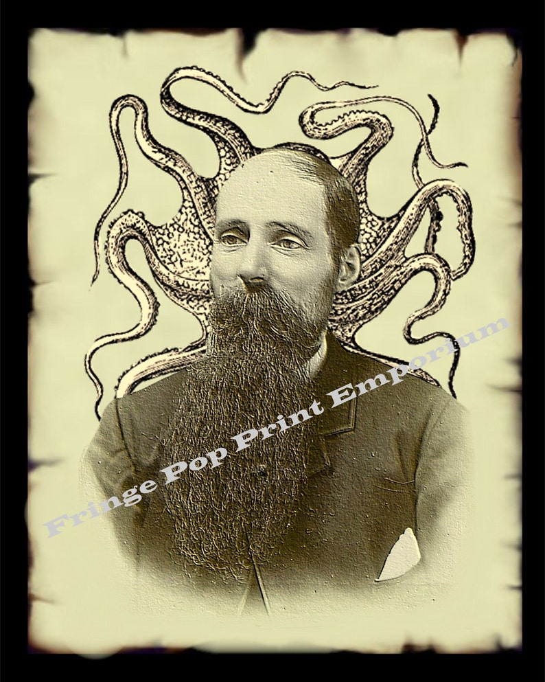 Steampunk Octopus Man Art Print 8 X 10 Altered Art | Etsy