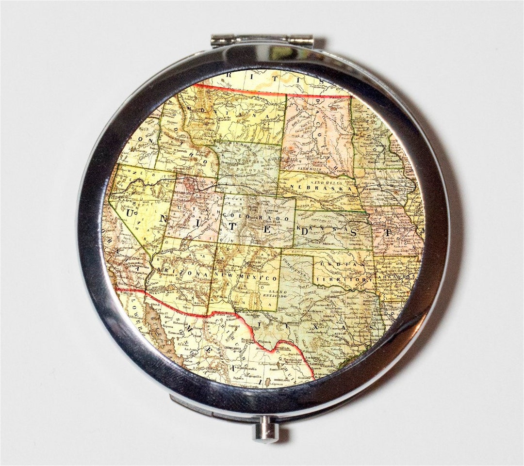 Antique United States Map Compact Mirror - Image of Map Detail America ...