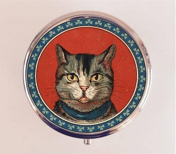 Cat Illustration Pill Box Case Pillbox Holder Trinket Stash - Etsy