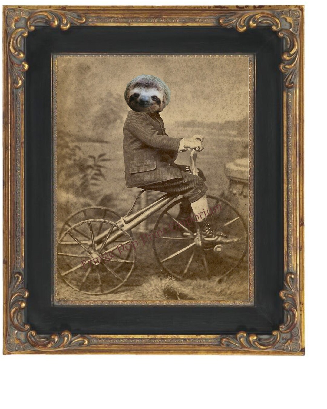 Sloth Bike Art Print 8 X 10 - Victorian Anthropomorphic Altered Art ...