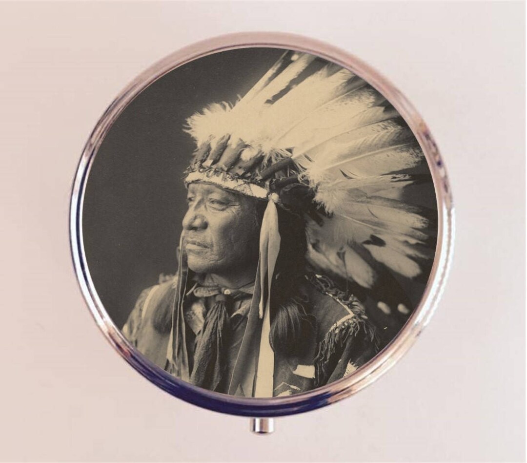 Native American Chief Pill Box Case Pillbox Holder Trinket Victorian ...