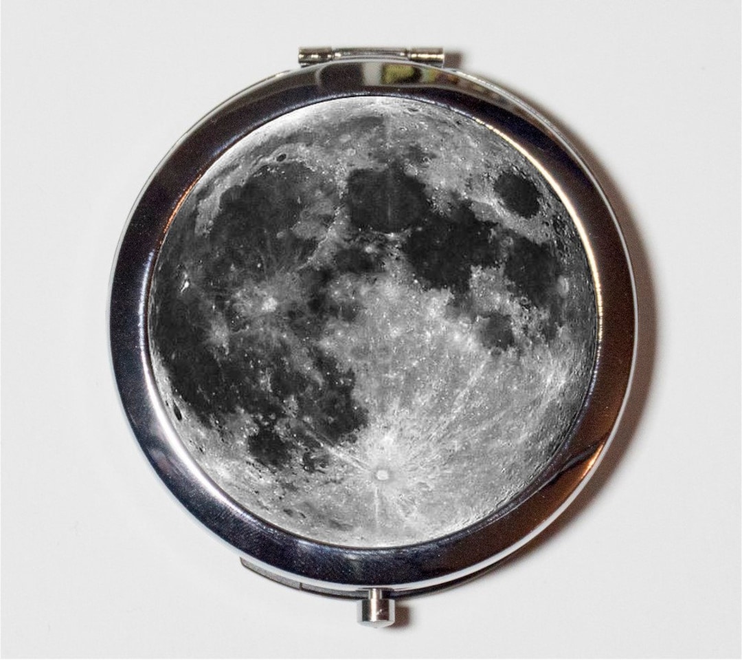 Full Moon Compact Mirror - Celestial Outerspace - Make up Pocket Mirror ...