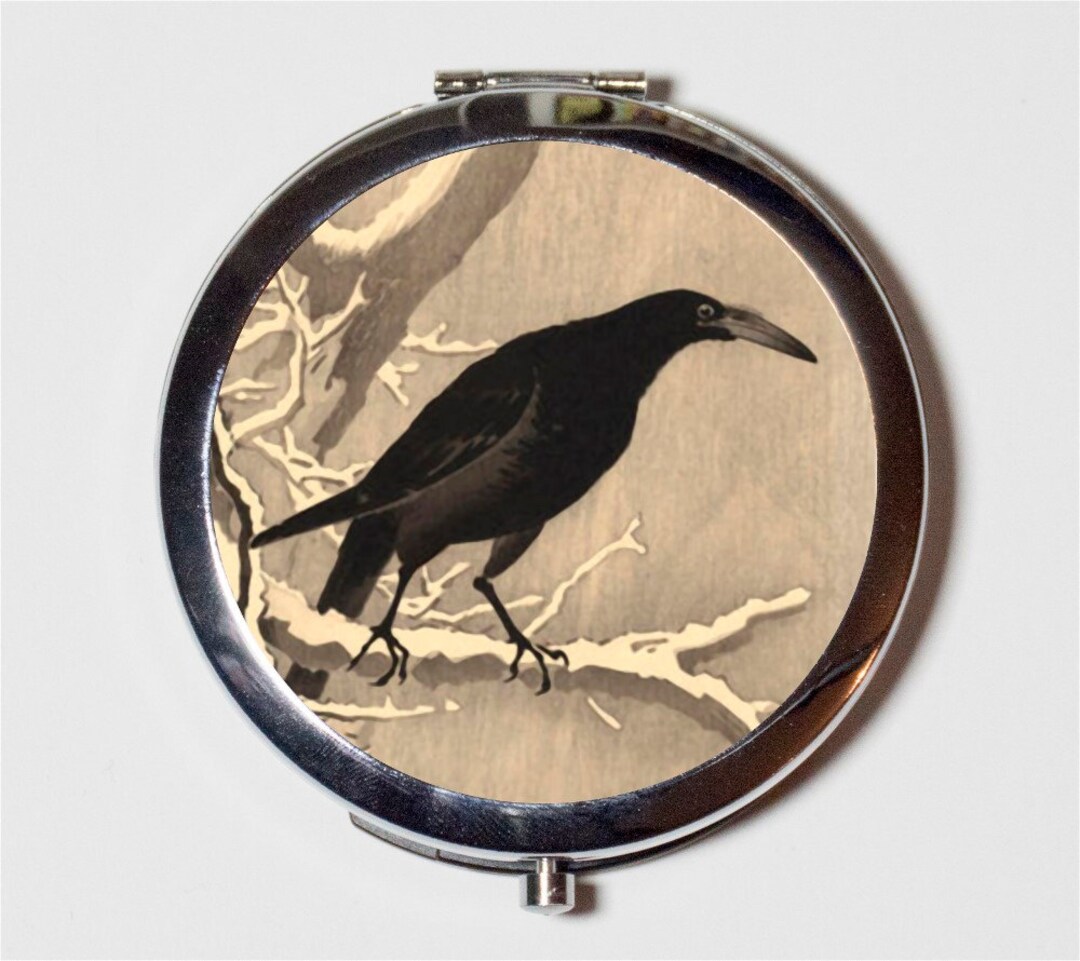 Japanese Woodblock Crow Compact Mirror - Black Bird Japan Asian Art ...
