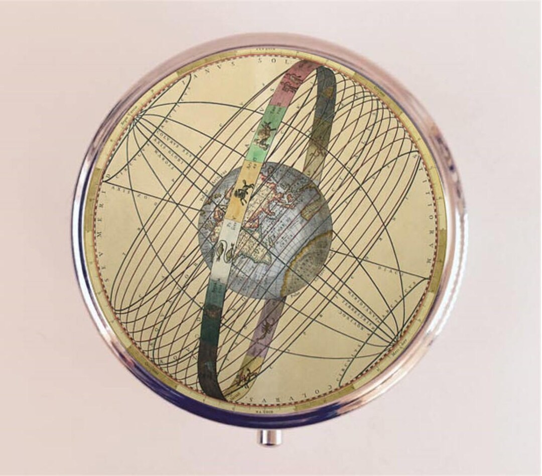 Earth's Orbit Pill Box Case Pillbox Holder Trinket Box Vintage ...