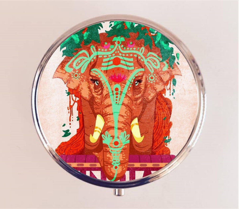 Indian Elephant Pill Box Case Pillbox Holder Trinket Stash Box - Etsy
