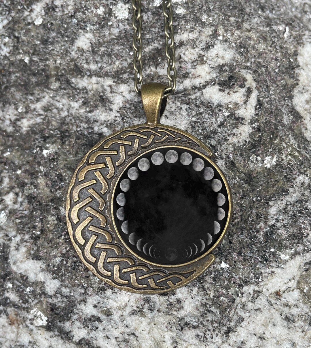 Moon Phases Necklace Pendant Bronze Lunar Phases Witchy Jewelry - Etsy