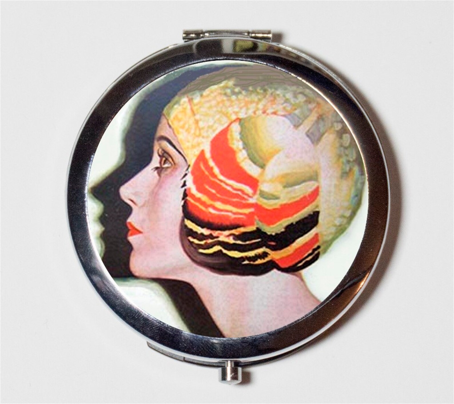 Flapper Profile Illustration Compact Mirror - Art Deco 1920's Jazz Age ...