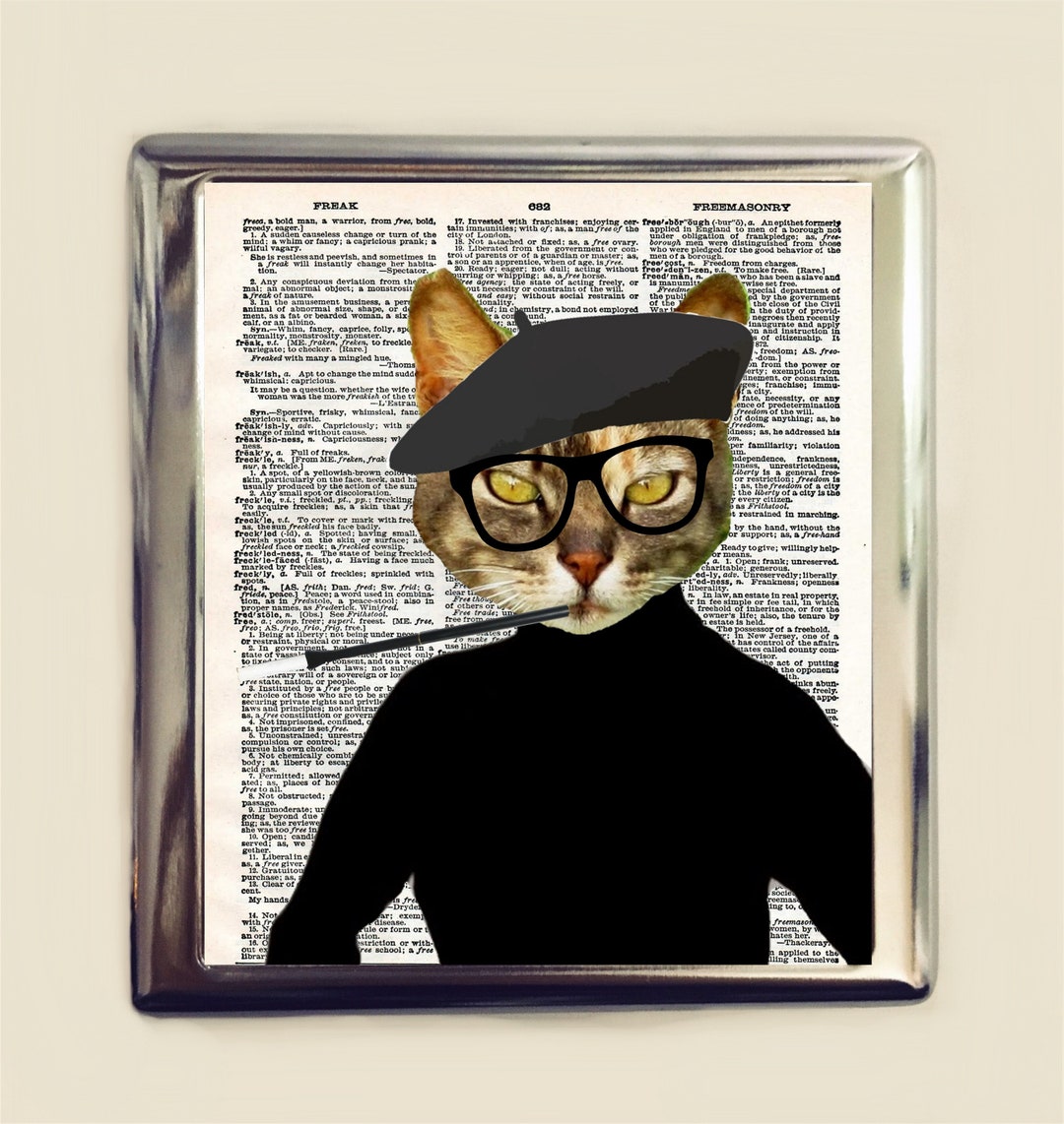 Beatnik Cat Cigarette Case Business Card ID Holder Wallet Kitty Retro ...