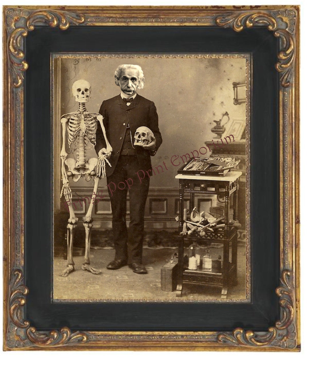 Victorian Albert Einstein Art Print 8 X 10 - With Skeleton and Skull ...