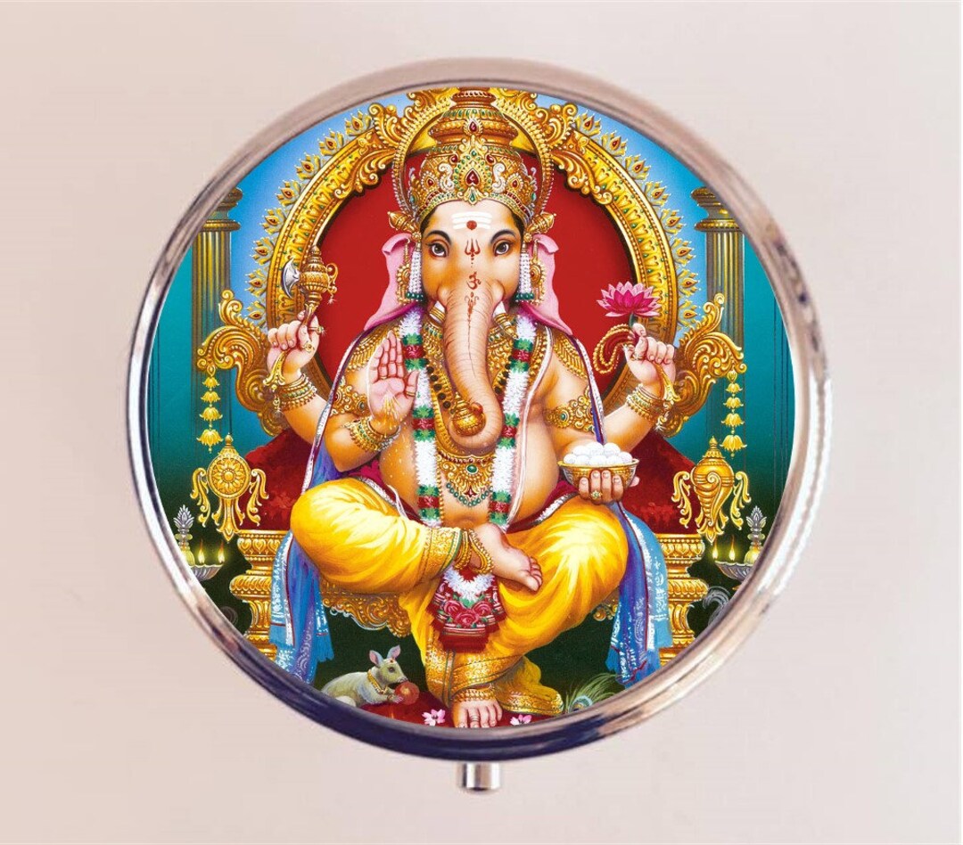 Ganesha Elephant Hindu Pill Box Case Pillbox Holder Trinket Box Ganesh ...