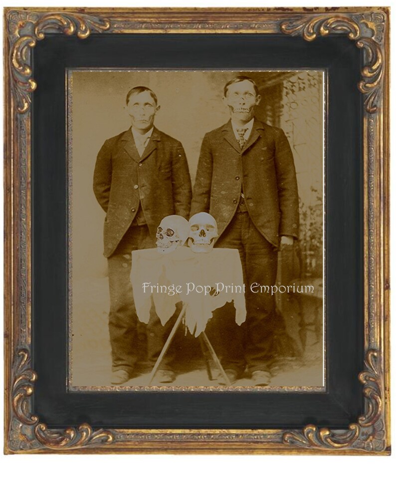 Victorian Skeleton Brothers Art Print 8 X 10 Skull Face - Etsy