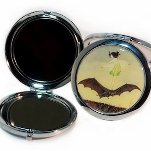 Girl Riding Bat Compact Mirror - Bat Rider Fairytale Goth Storybook ...