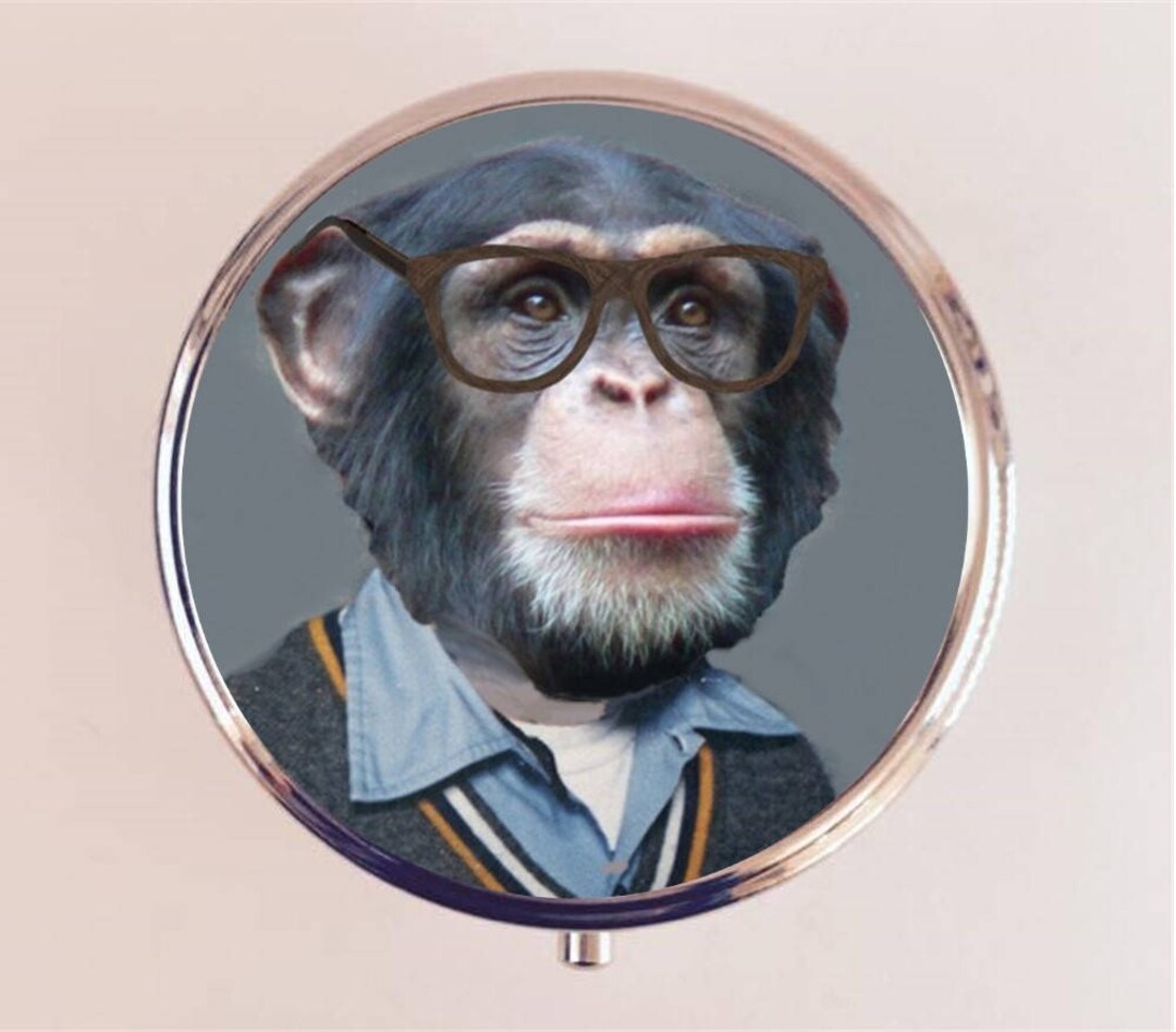 Monkey Nerd Pill Box Case Pillbox Holder Trinket Pop Art Hipster ...