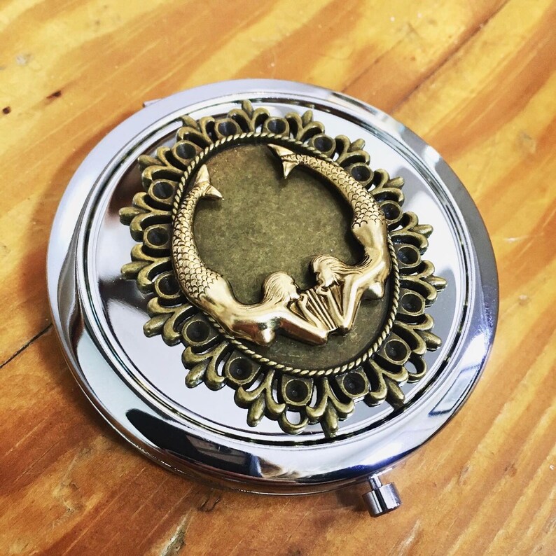 Mermaid Compact Mirror Nautical Mermaids Make up | Etsy