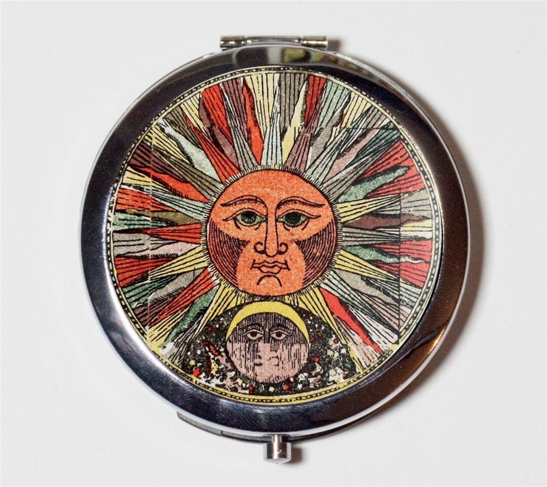 Zodiac Sun Compact Mirror - Occult Celestial Astrology - Make up Pocket ...