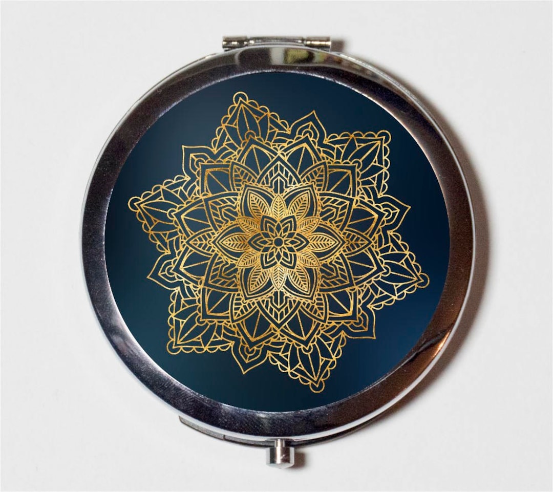 Blue and Gold Mandala Compact Mirror - Spiritual Spirituality Zen ...