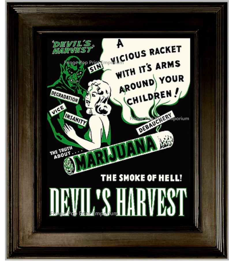 Marijuana Devil's Harvest Art Print 8 X 10 Reefer Retro - Etsy