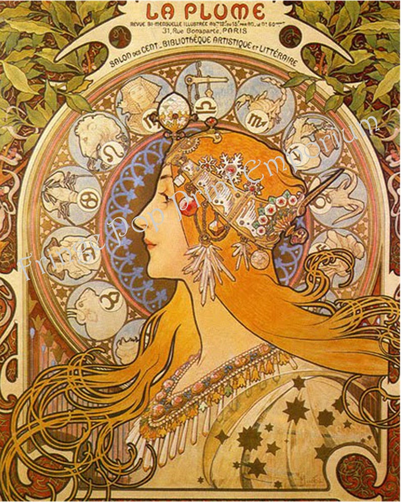 Art Nouveau Art Deco Art Print 8 X 10 - Celestial Goddess - Astrology ...