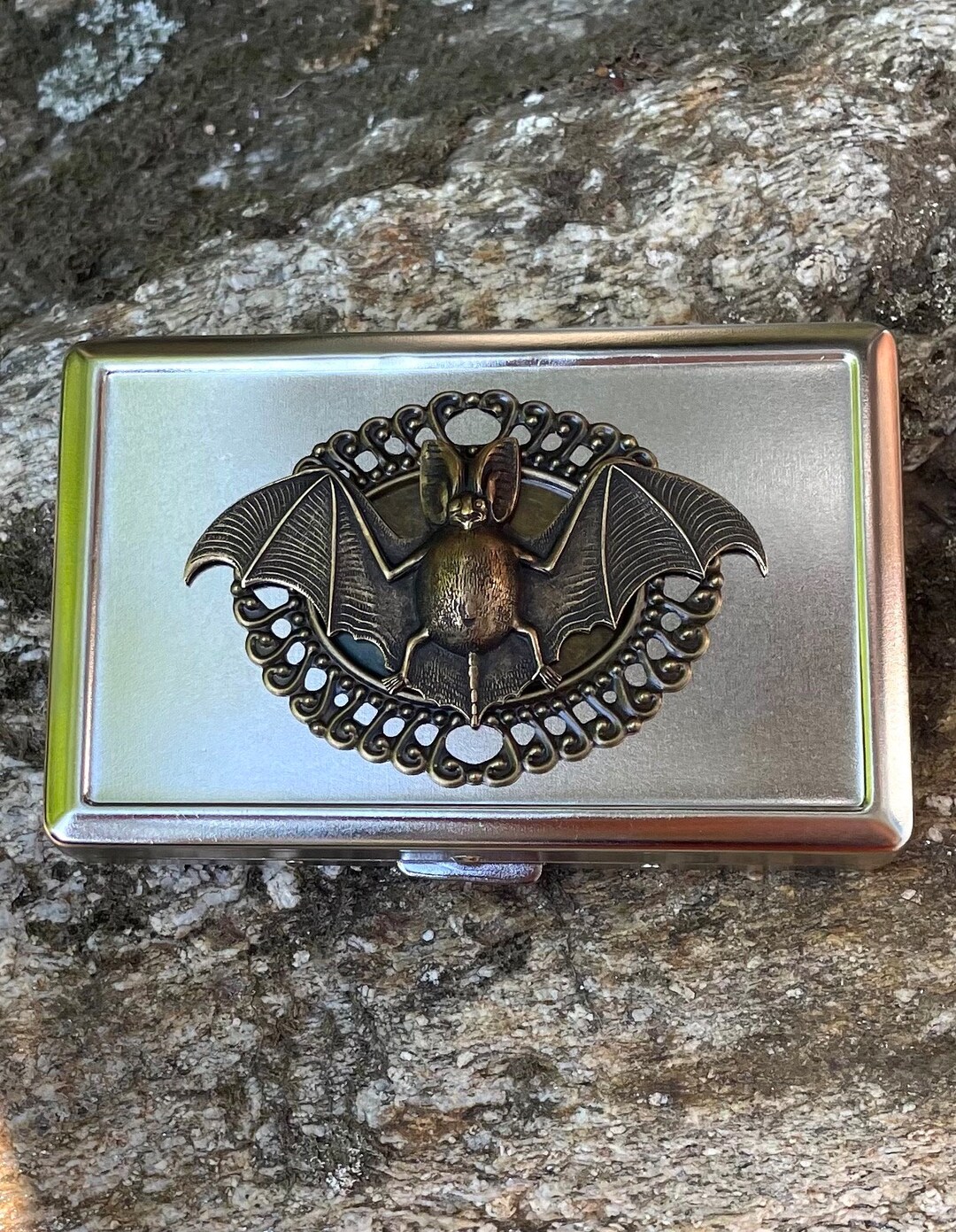 Victorian Bronze Bat Cigarette Case Business Card ID Holder Wallet ...
