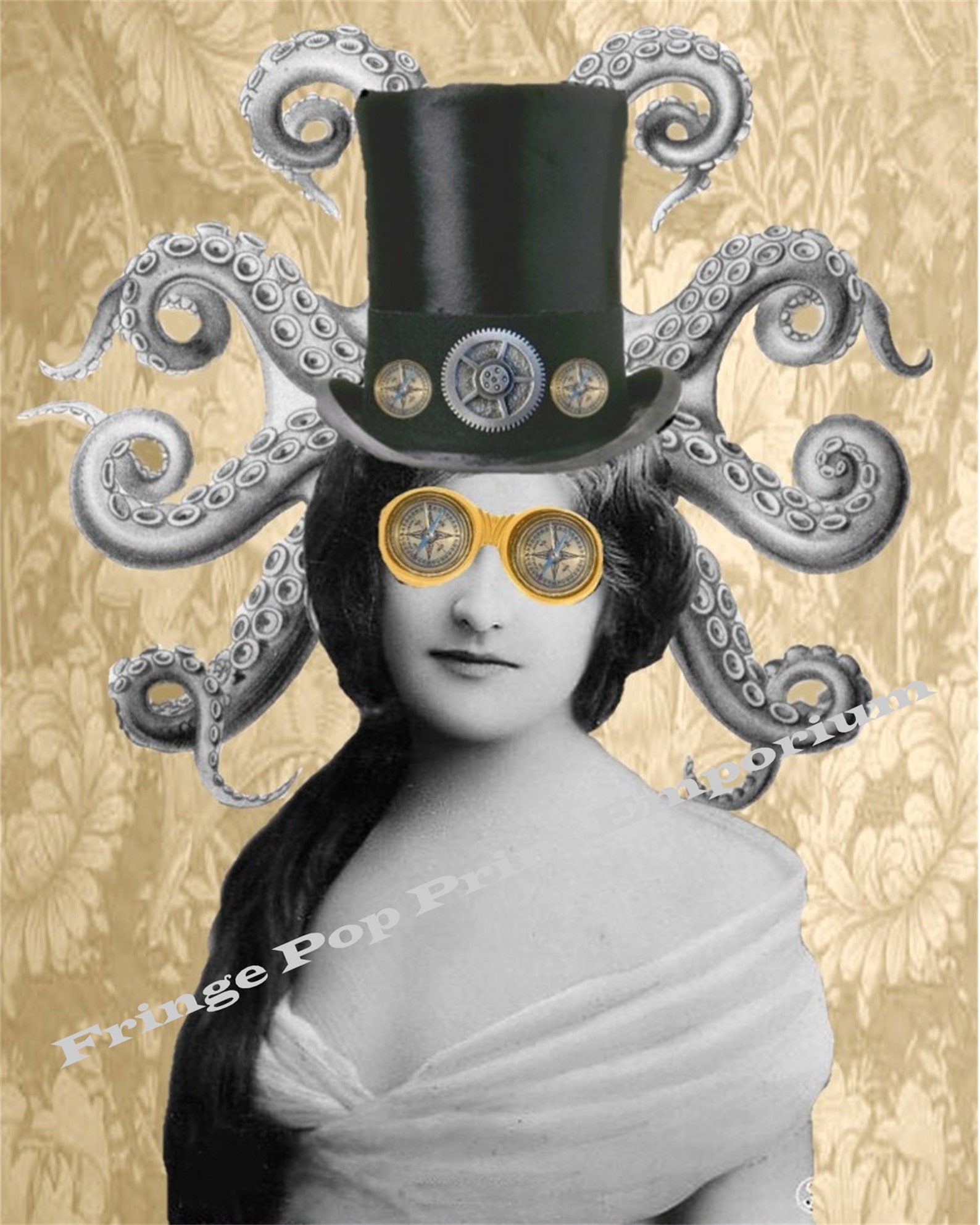 Steampunk Edwardian Octopus Woman Art Print 8 X 10 - Altered Art With ...