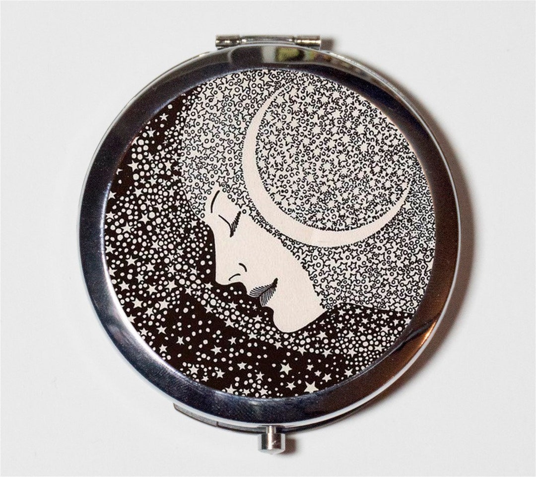 Moon Woman Compact Mirror - Celestial Lunar Goddess Crescent Moon ...
