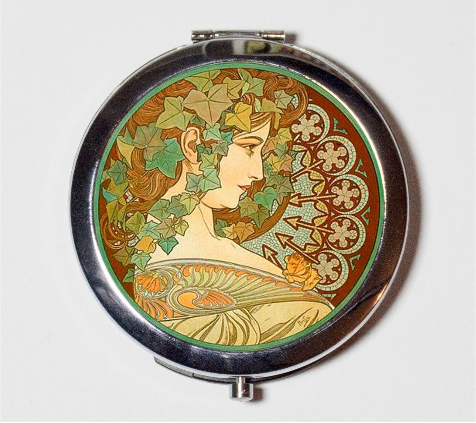 Alphonse Mucha Compact Mirror - Cameo Ivy Style Art Nouveau Boho ...