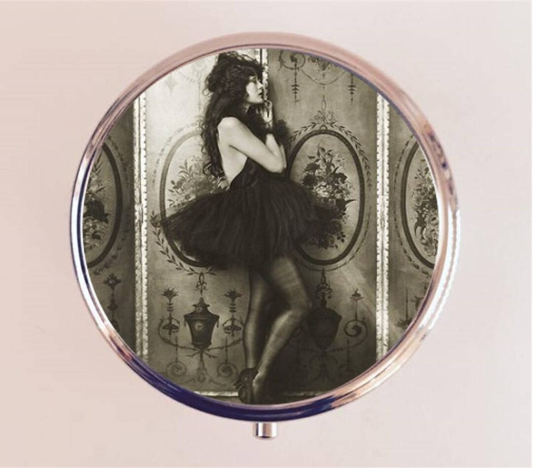 Flapper Ziegfeld Follies Pill Box Case Pillbox Holder Trinket Art Deco ...