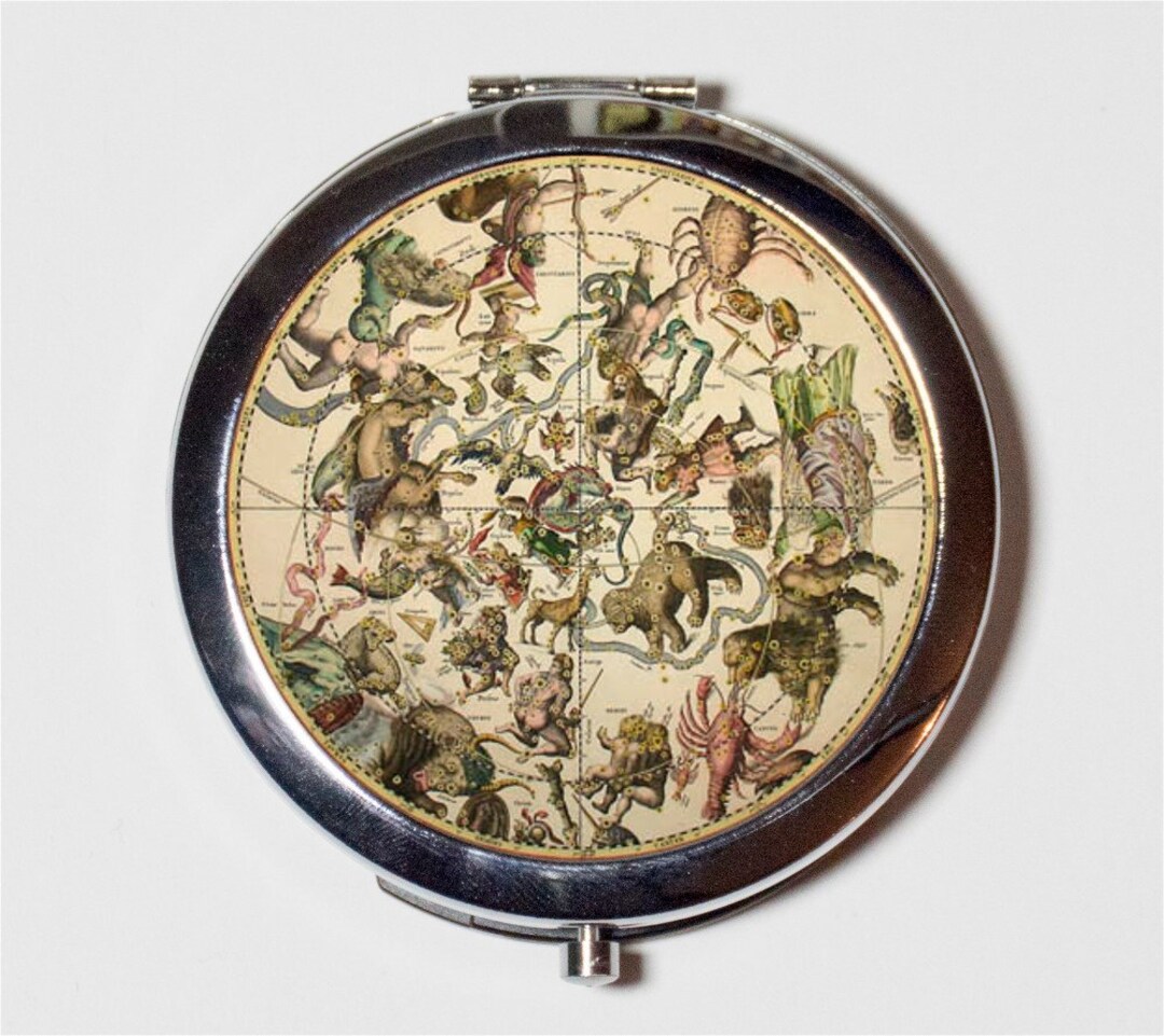 Constellations Compact Mirror - Vintage Astronomy Zodiac Outerspace ...