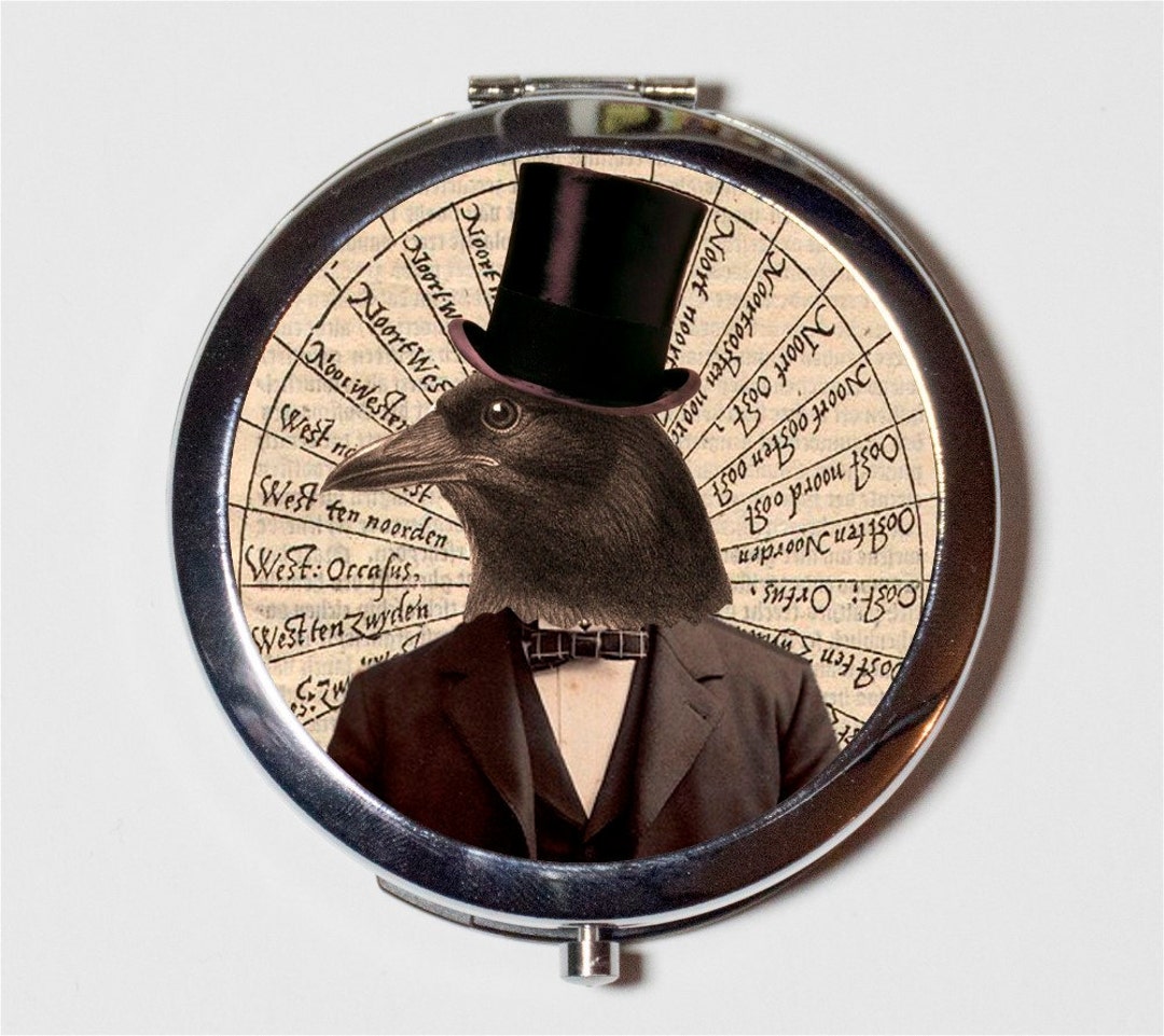 Victorian Steampunk Crow Compact Mirror - Altered Art Anthropomorphic ...