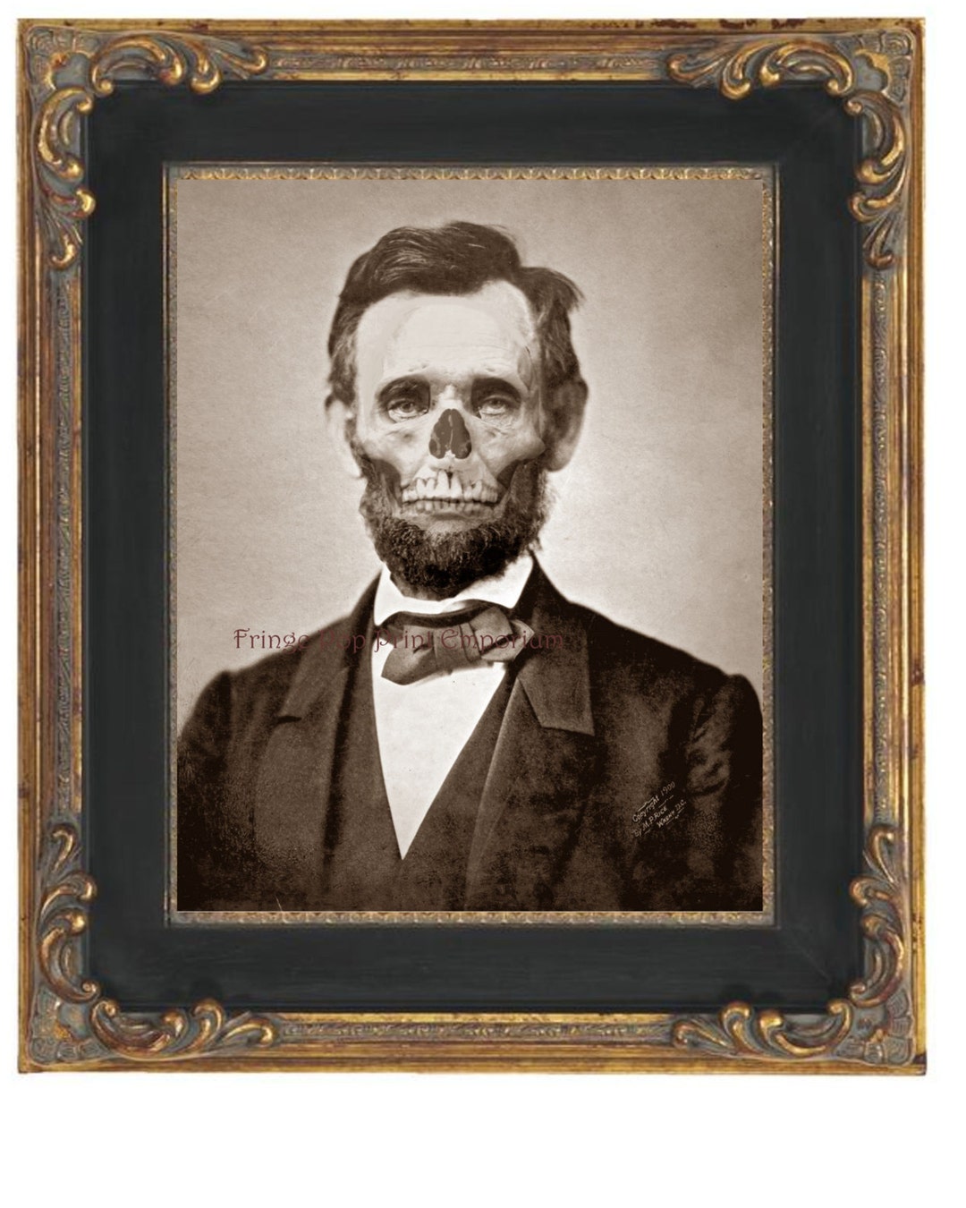 Zombie Abraham Lincoln Art Print 8 X 10 Undead Lincoln Skull Face Goth ...