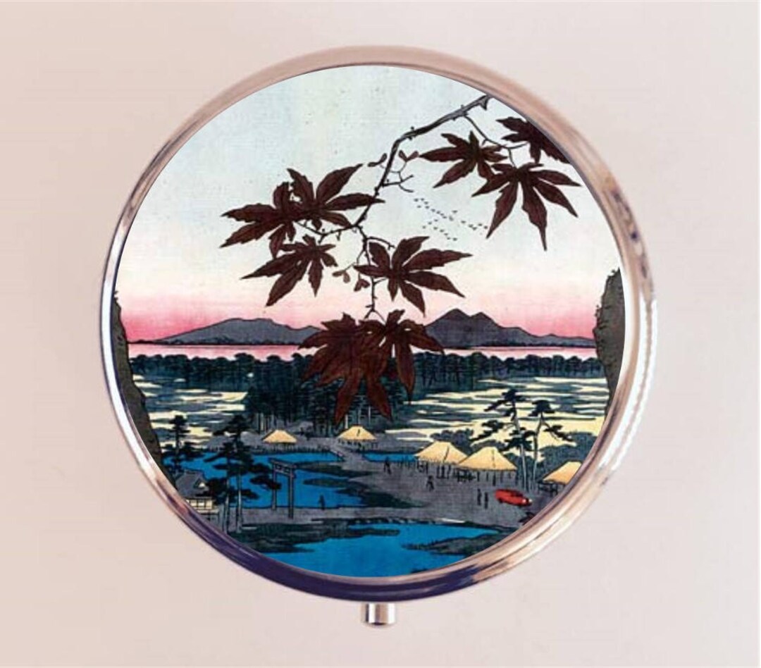 Japanese Townscape Woodblock Pill Box Case Pillbox Holder Trinket Japan ...