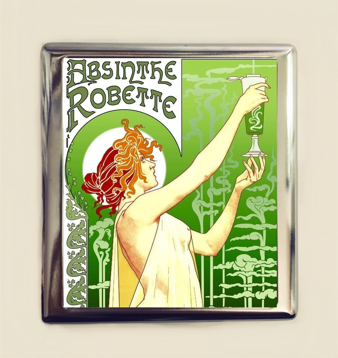 Absinthe Alphonse Mucha Cigarette Case Business Card ID Holder Wallet ...
