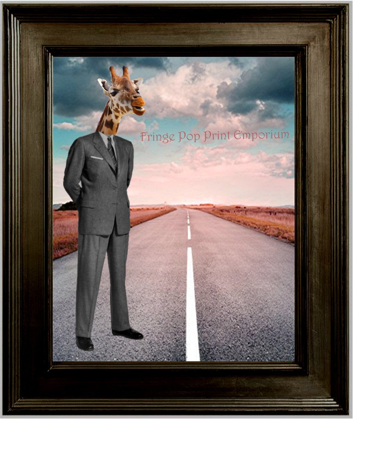 Giraffe Man Art Print 8 x 10 Existentialist Business Man | Etsy