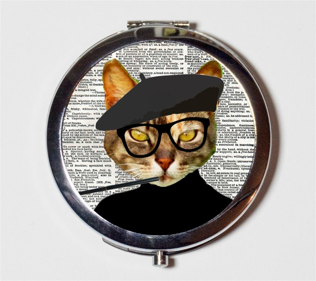 Beatnik Kitty Compact Mirror - Cat Kitten Animal Pop Art ...