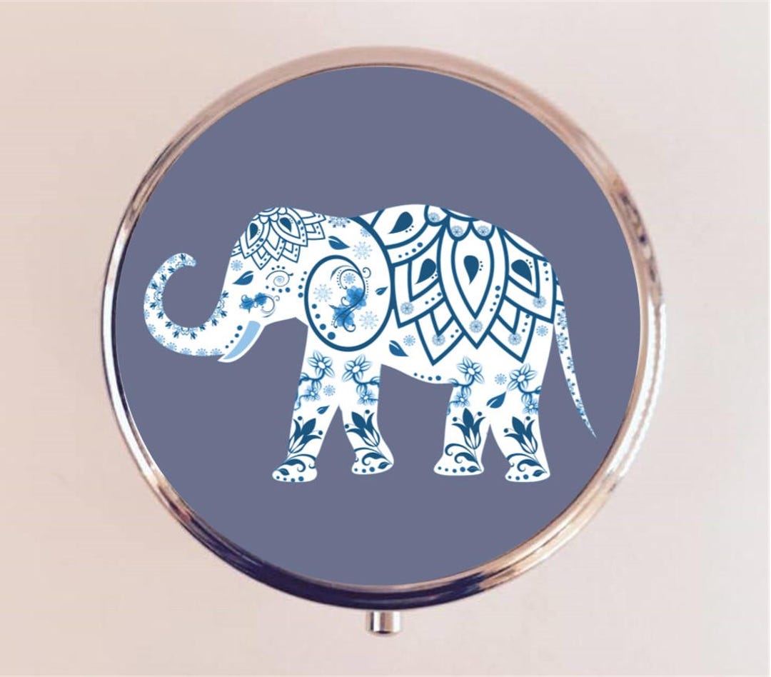 Indian Elephant Pill Box Case Pillbox Holder Trinket Hindu Mandala ...