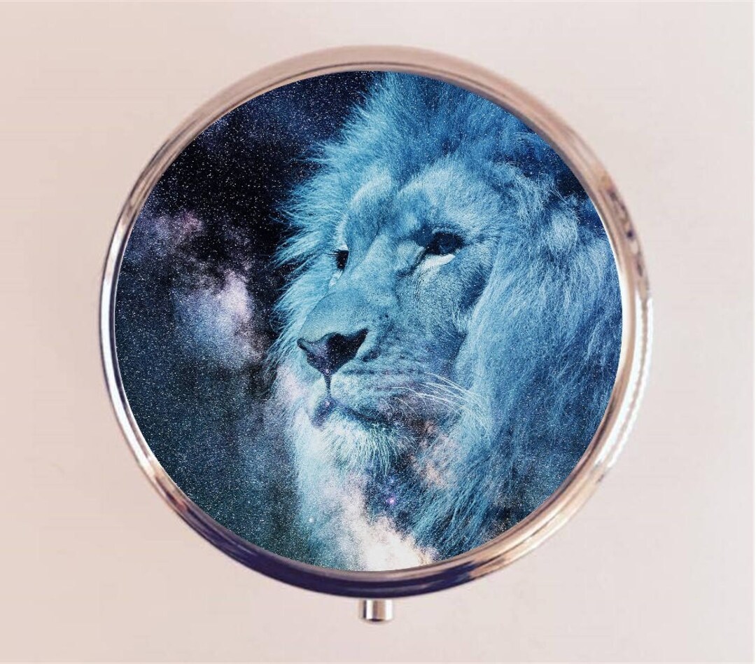 Blue Lion Pill Box Case Pillbox Holder Trinket Spirit Animal Fantasy - Etsy