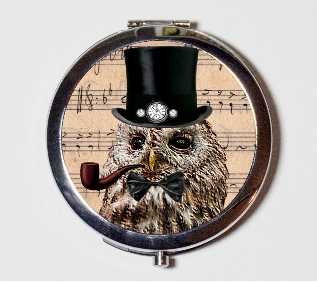Victorian Steampunk Owl Compact Mirror - Altered Art Anthropomorphic ...