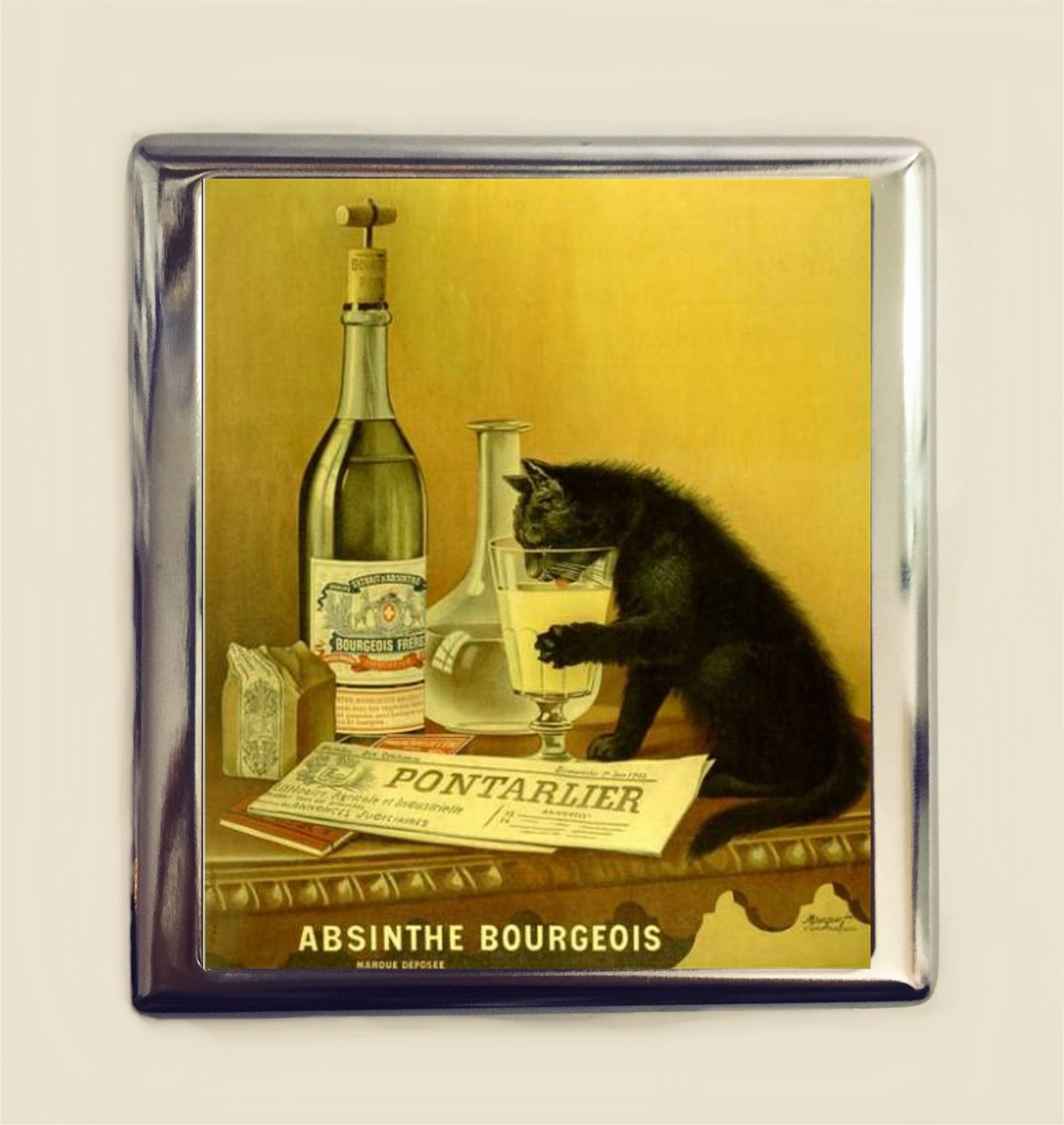Absinthe Black Cat Cigarette Case Business Card ID Holder | Etsy