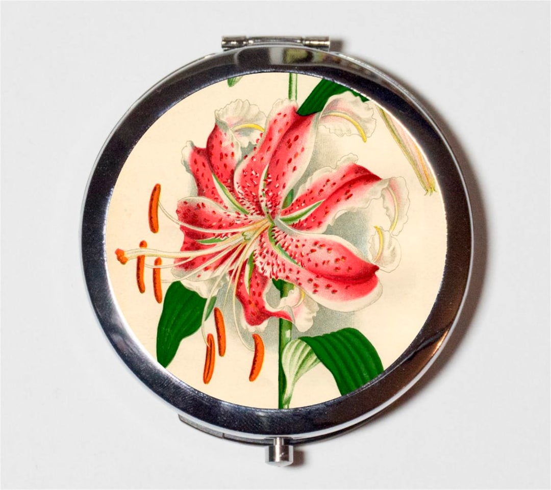 Lily Flower Compact Mirror - Floral Romantic Flowers - Make up Pocket ...
