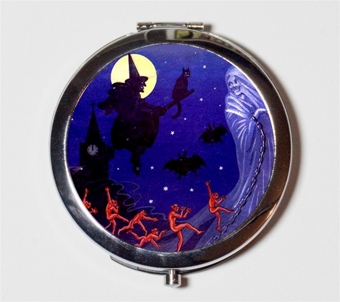 Witch Goblins Compact Mirror - Halloween Art - Make up Pocket Mirror ...