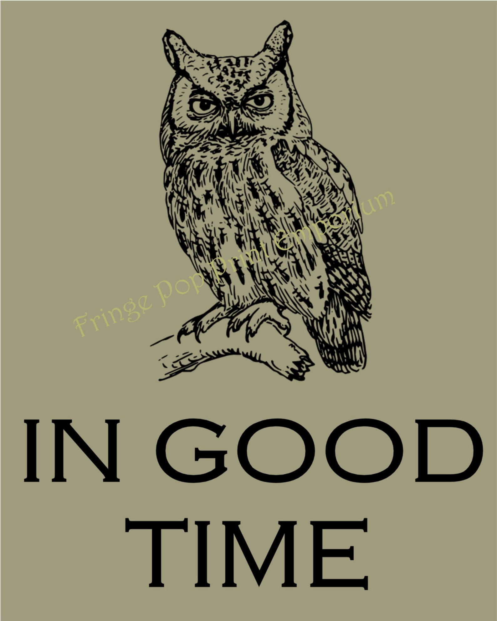 Owl Word Art Print 8 X 10 Owl in Good Time Mantra | Etsy