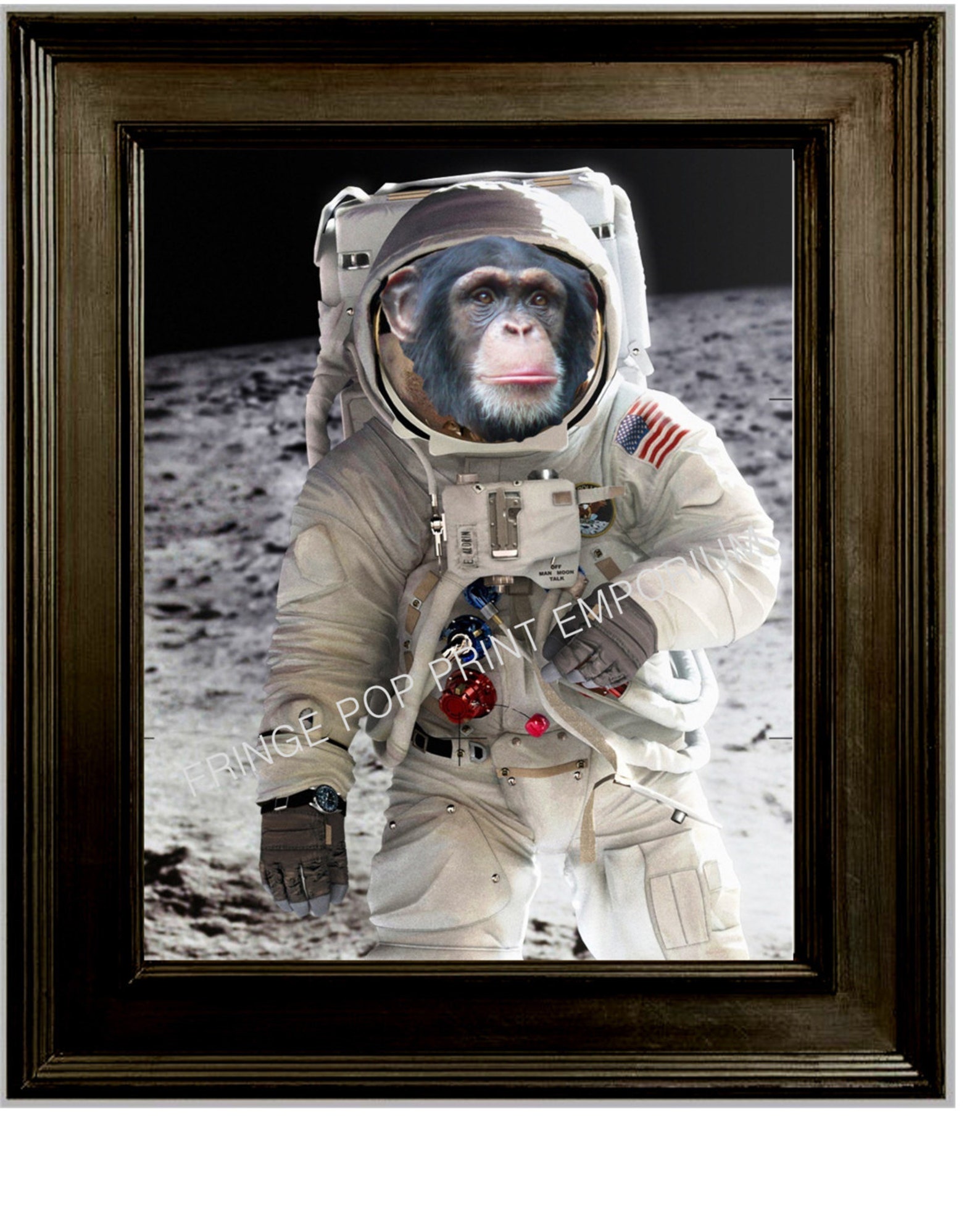 Space Monkey Art Print 8 X 10 Chimp on the Moon Chimpanzee | Etsy