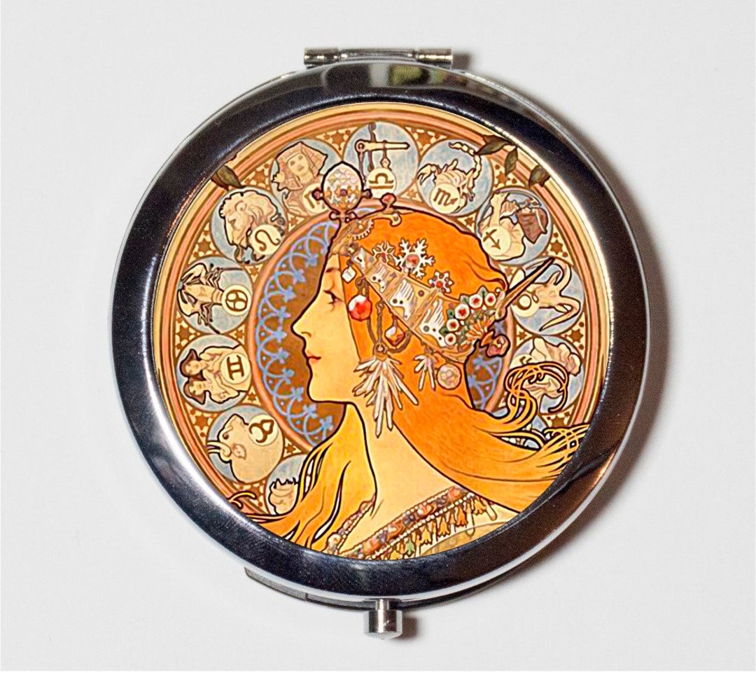 Alphonse Mucha Compact Mirror - Zodiac Art Nouveau Boho Bohemian Gypsy ...