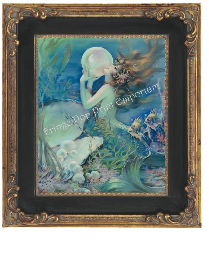 Art Deco Mermaid Art Print 8 X 10 Nautical Pin up Art - Etsy