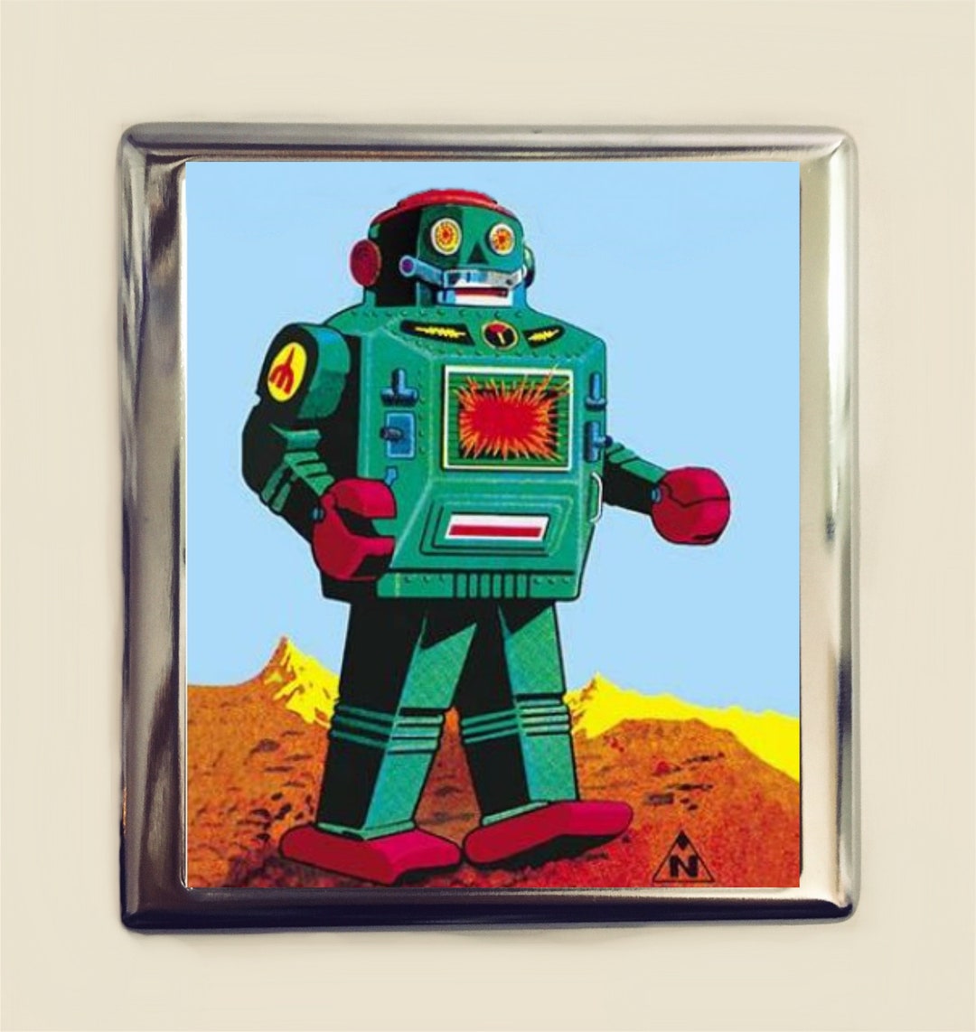 Retro Robot Cigarette Case Business Card ID Holder Wallet - Etsy