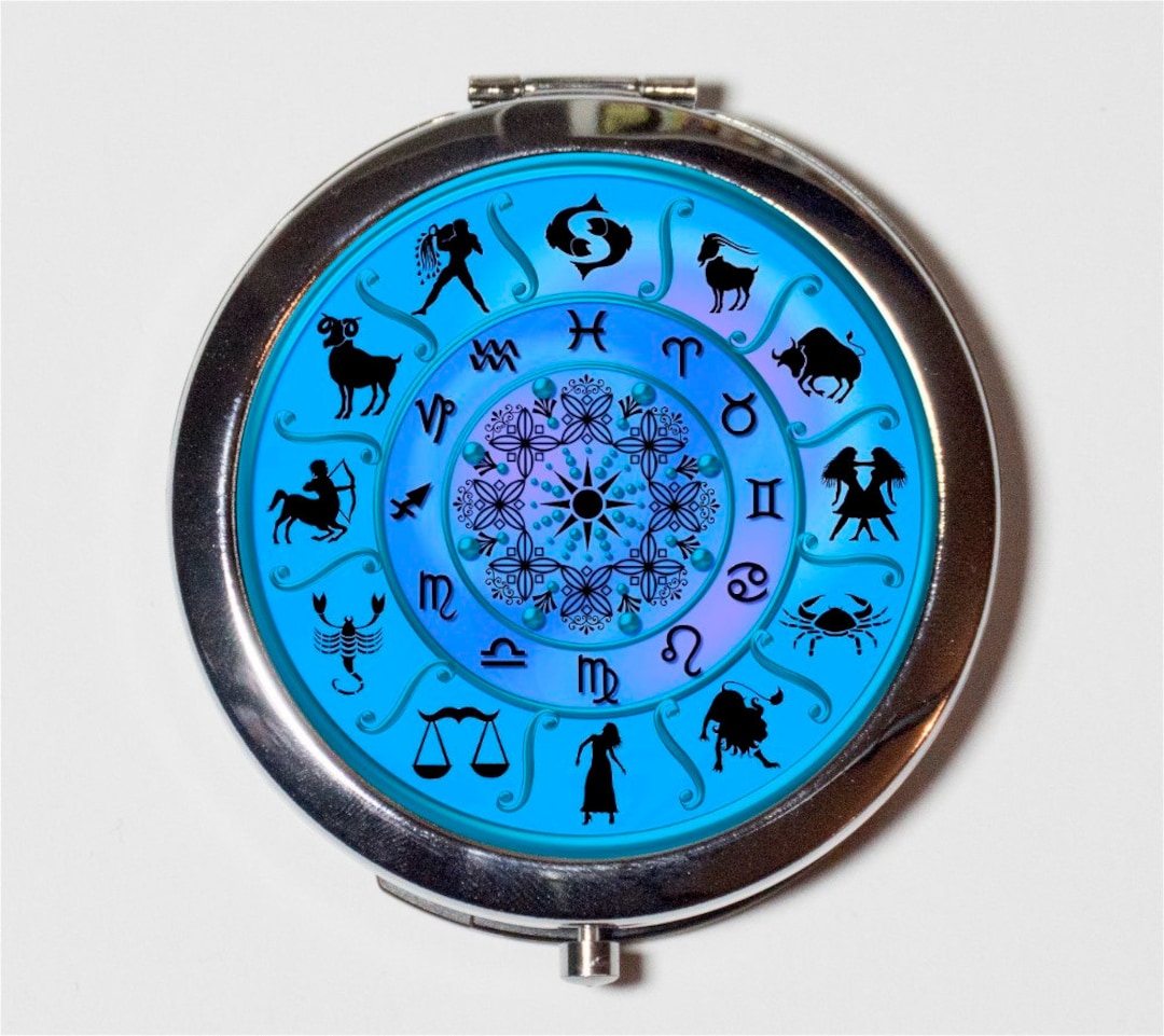 Blue Zodiac Compact Mirror - Occult Celestial Astrology - Make up ...